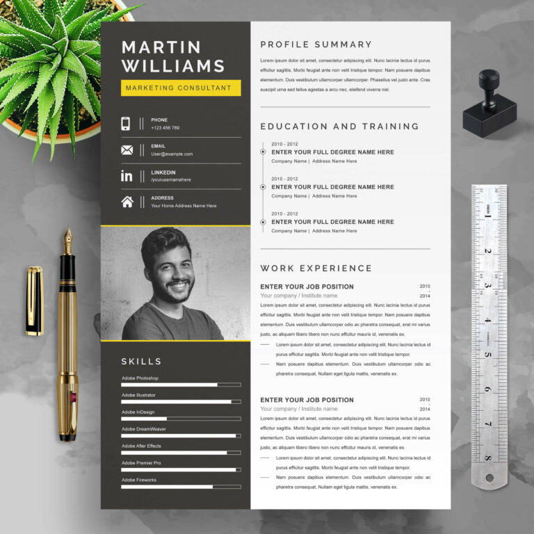 Modern Trendy Resume CV Template | Word Resume Template - MasterBundles