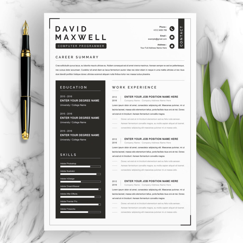 Software Engineer CV Template | Modern Resume Free Template - MasterBundles