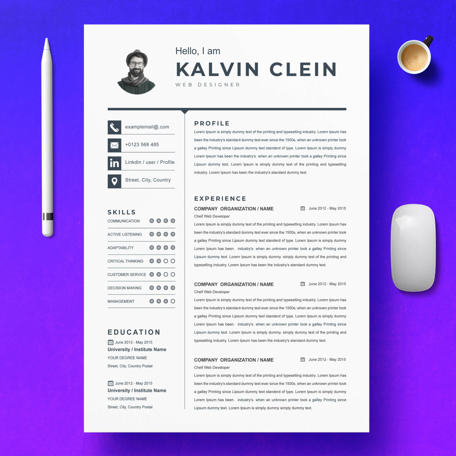 Web Designer Professional Resume Template | Word Resume Template ...
