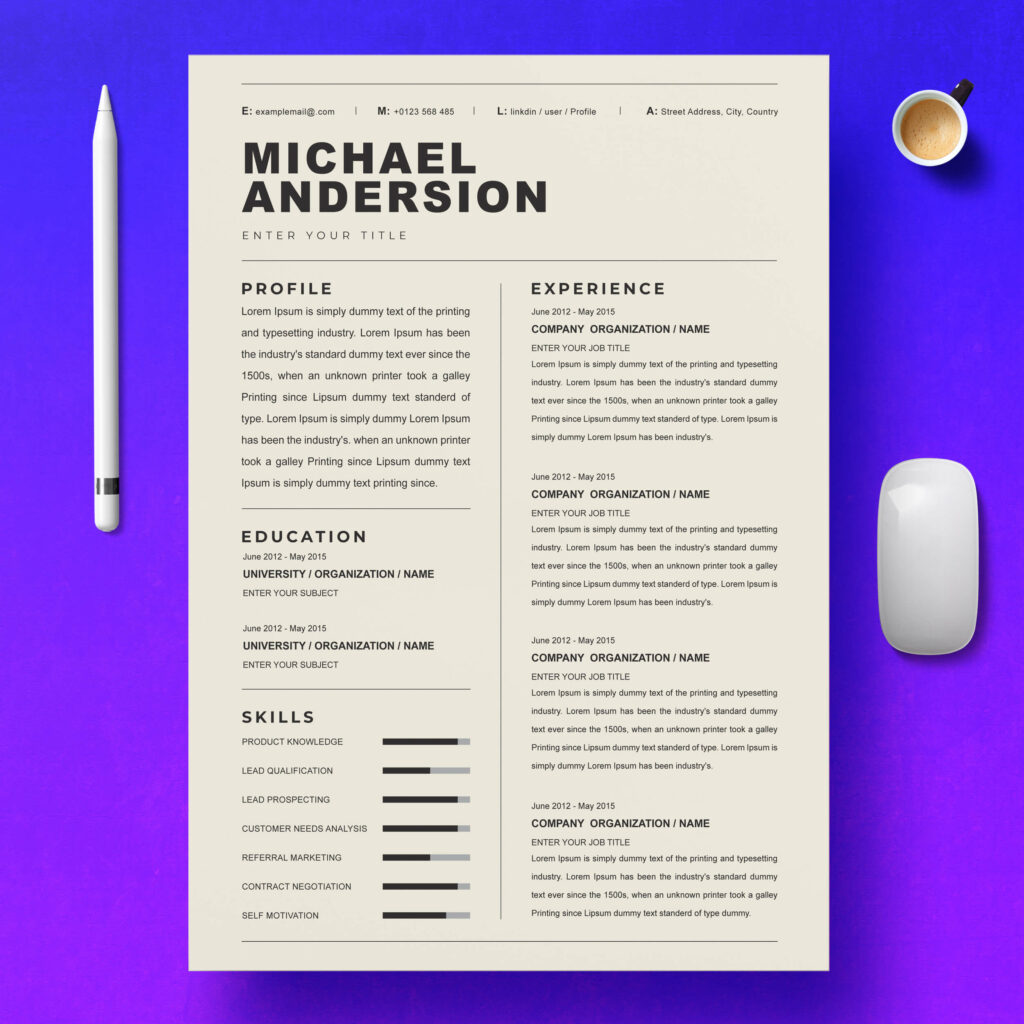 Clean Professional Resume Template | Premium Word Resume Template ...