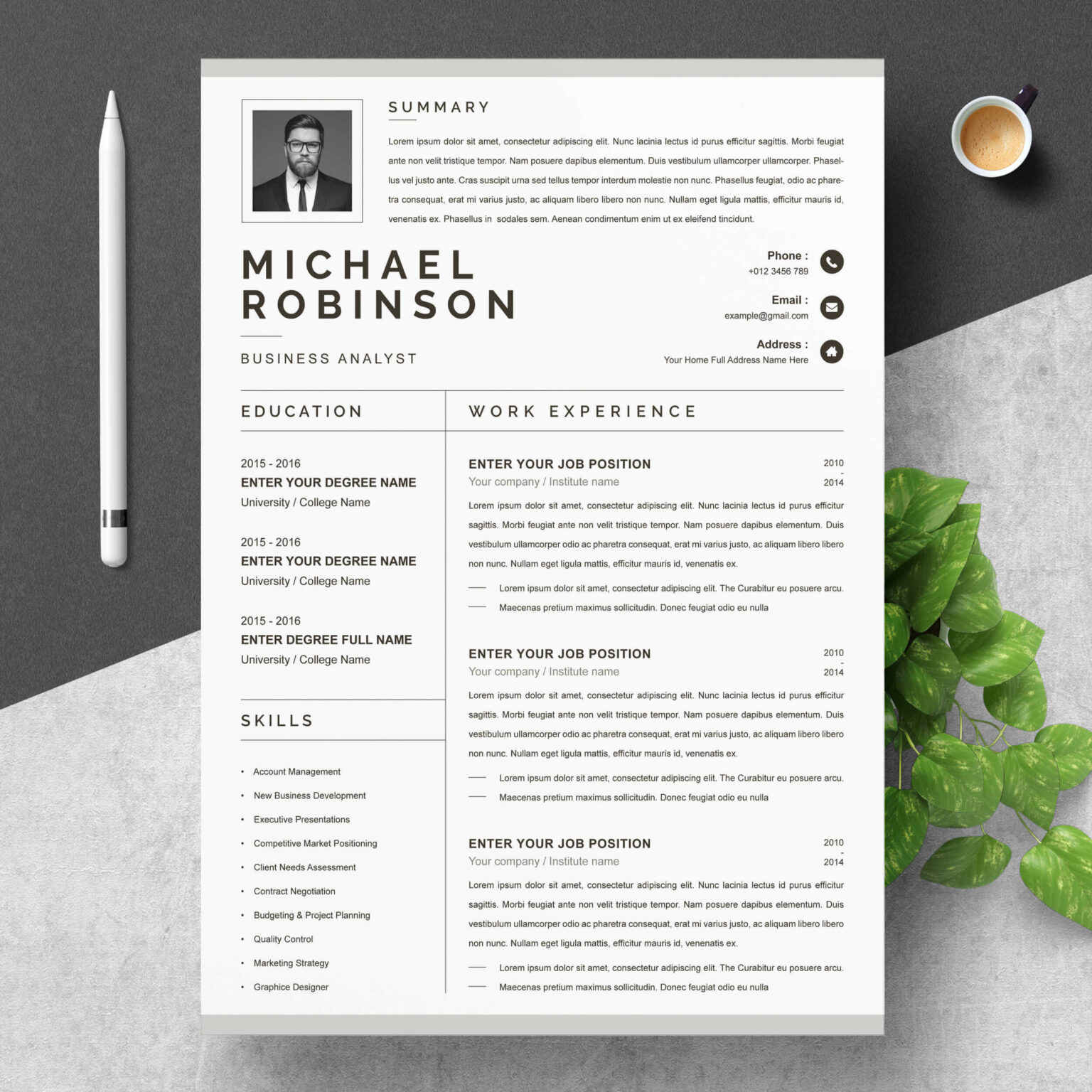 Business Analyst Professional Resume Template | CV Template - MasterBundles