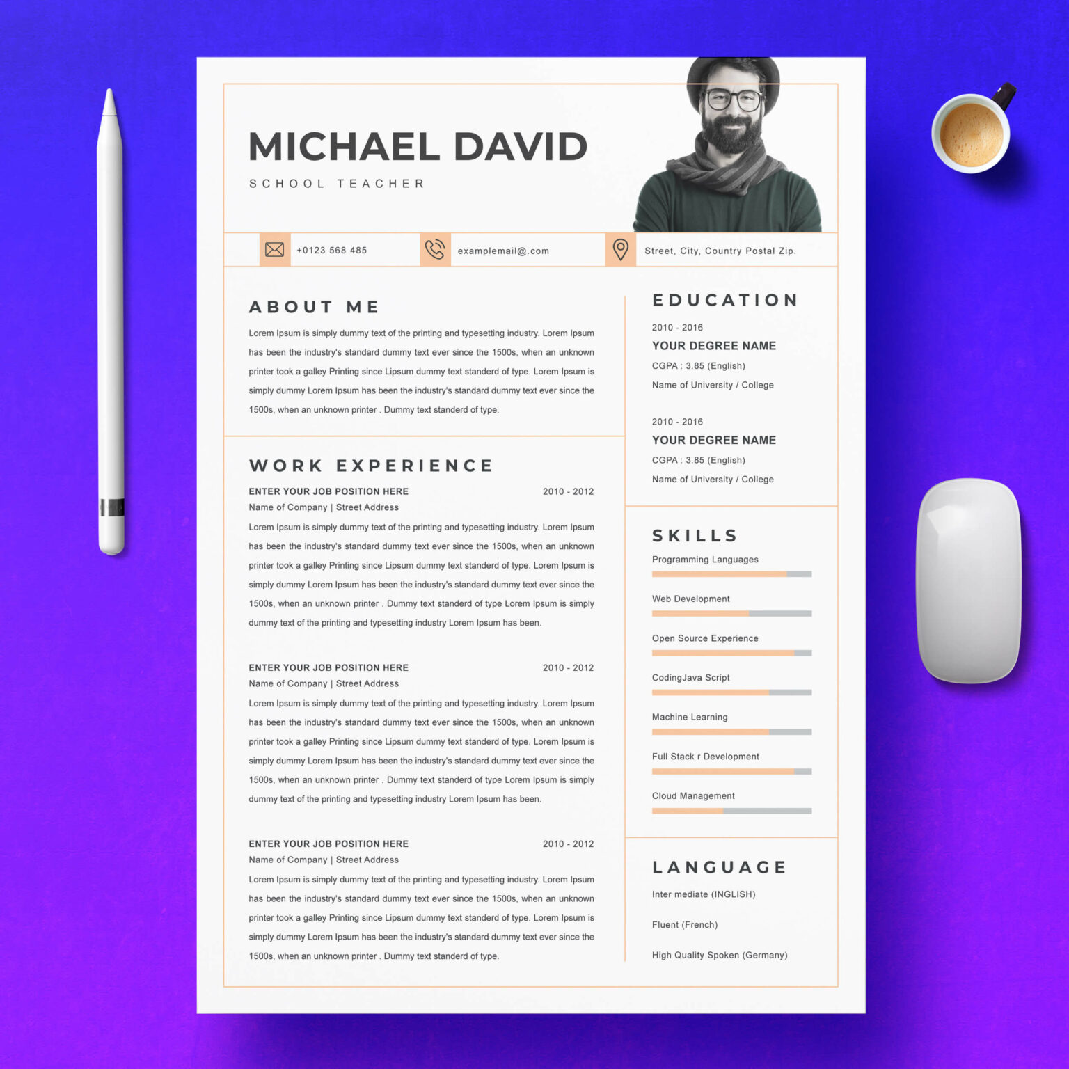 Clean Resume/CV Template Idea - MasterBundles