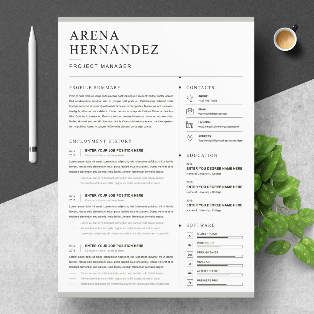 Project Manager Resume Template | Microsoft Word Resume Template ...