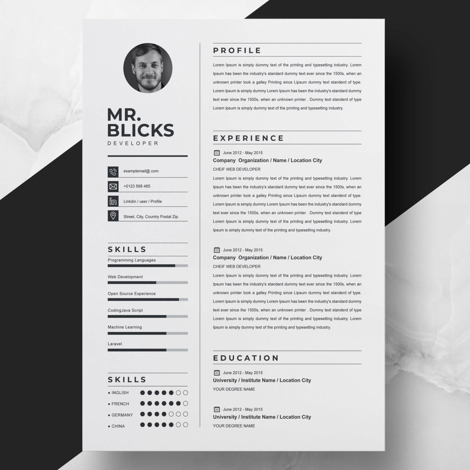 Developer Resume CV Template Design | Best Creative Timeline Resume ...