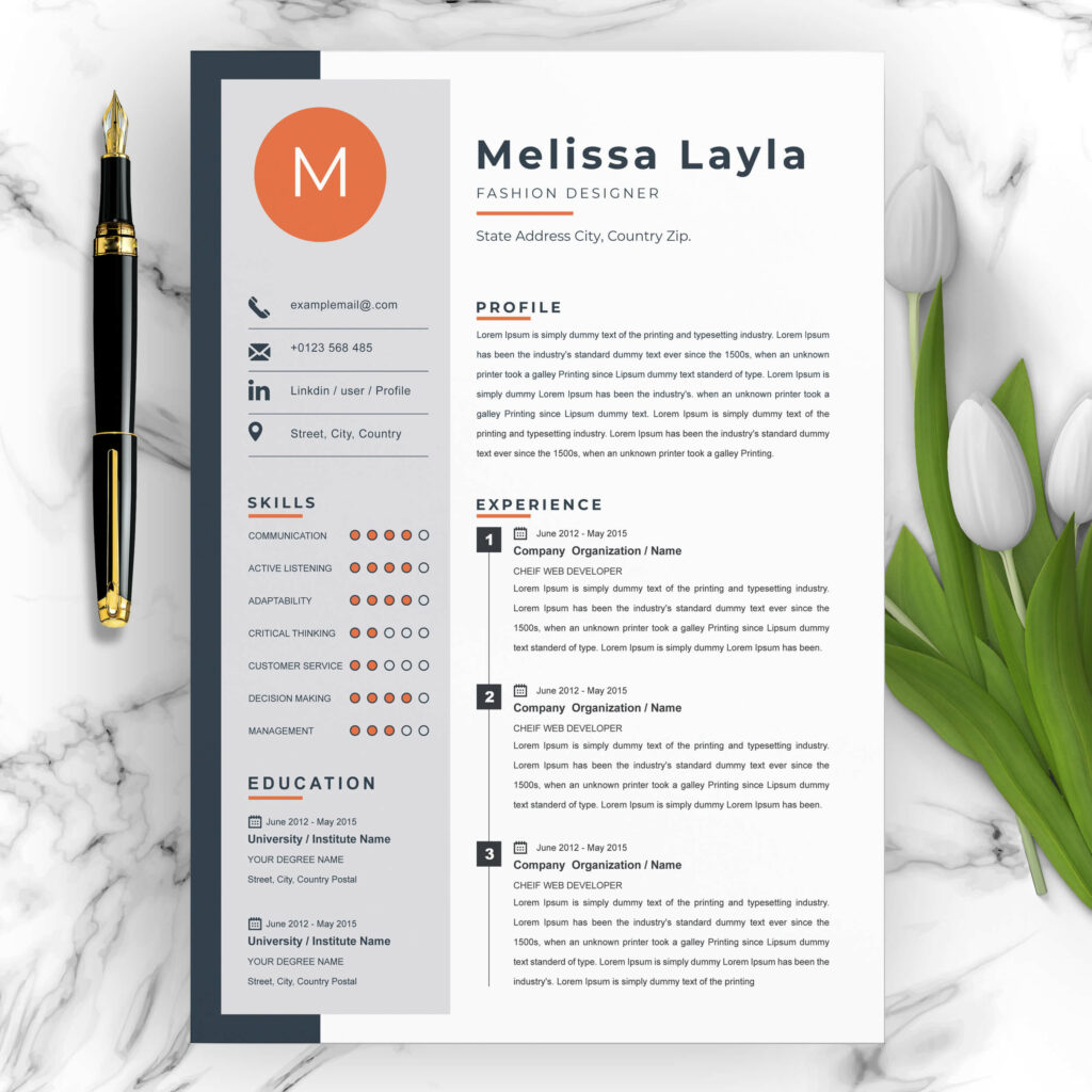 Fashion Designer Resume Template | Modern Resume Template With Cover ...