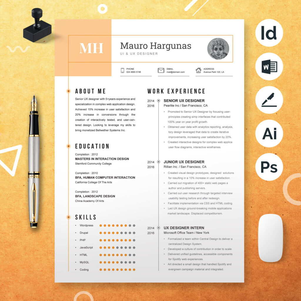UI & UX Designer Minimal Resume Template | CV Template - MasterBundles