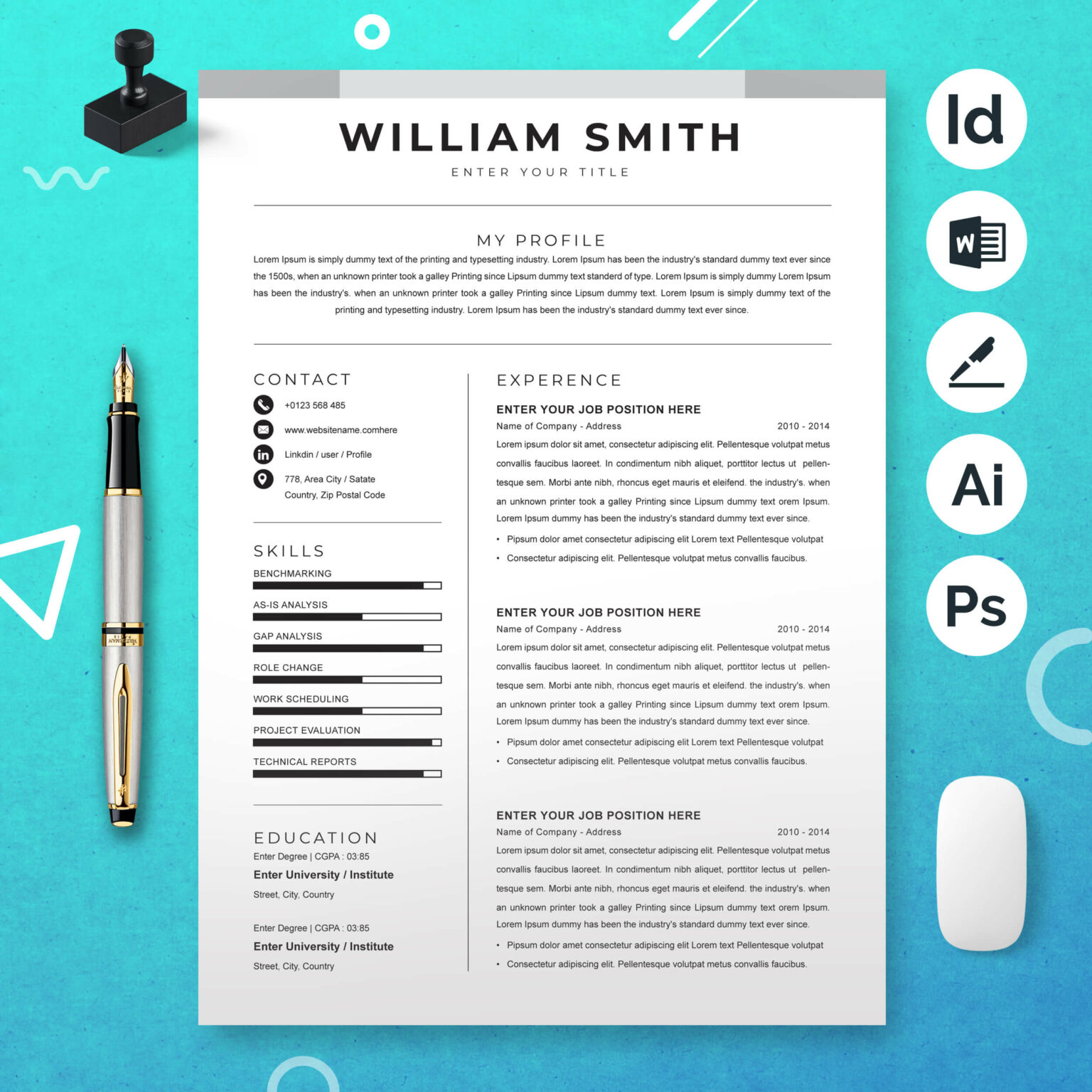 Modern Resume/CV Template - MasterBundles