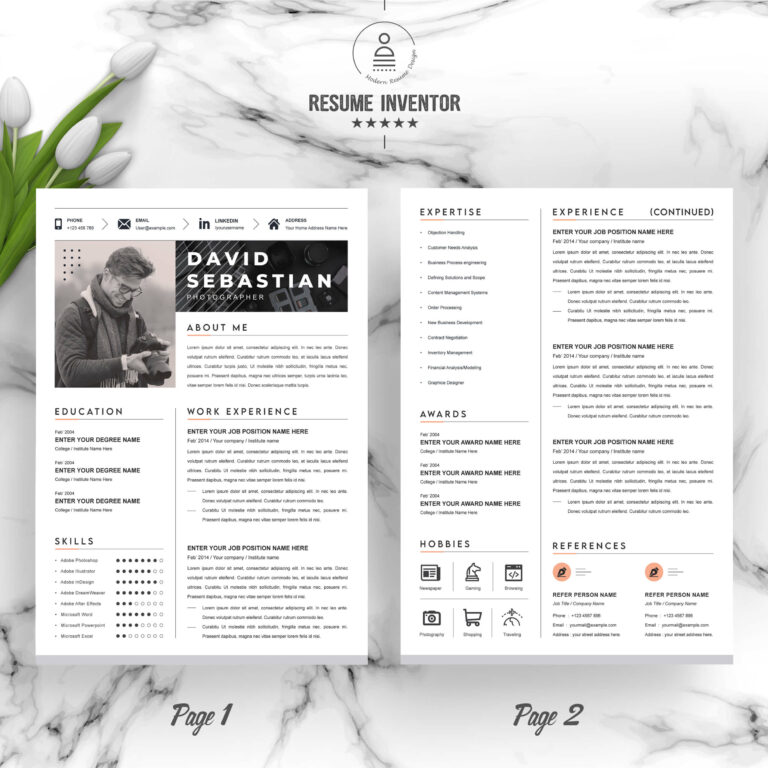 Photographer Resume Template | Classic Resume Template - MasterBundles