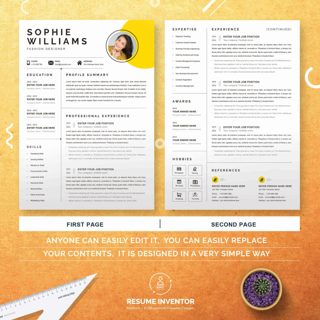 Fashion Designer Resume & CV Template | Word Resume Template ...