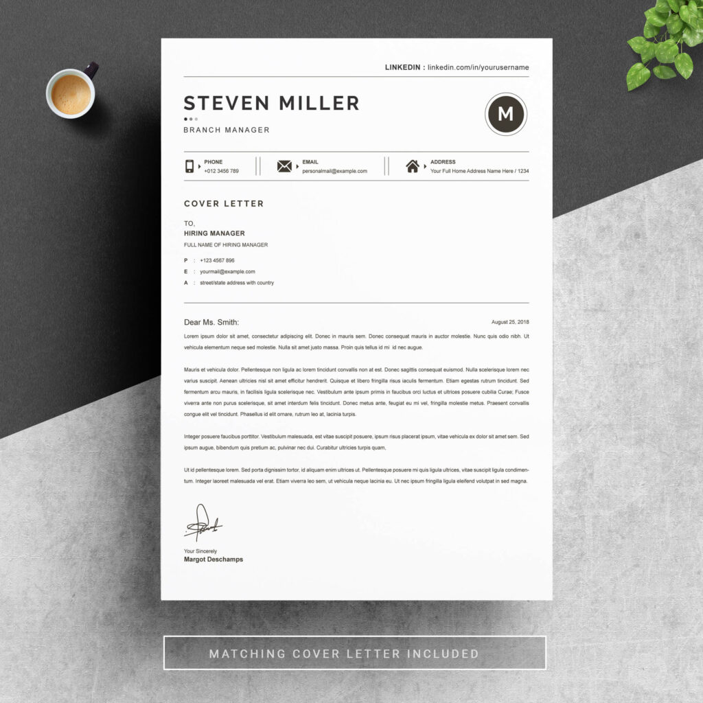 Branch Manager Resume Template | Modern CV Template - MasterBundles