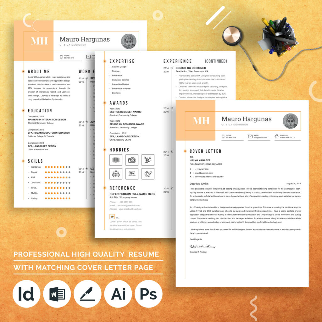 UI & UX Designer Minimal Resume Template | CV Template - MasterBundles