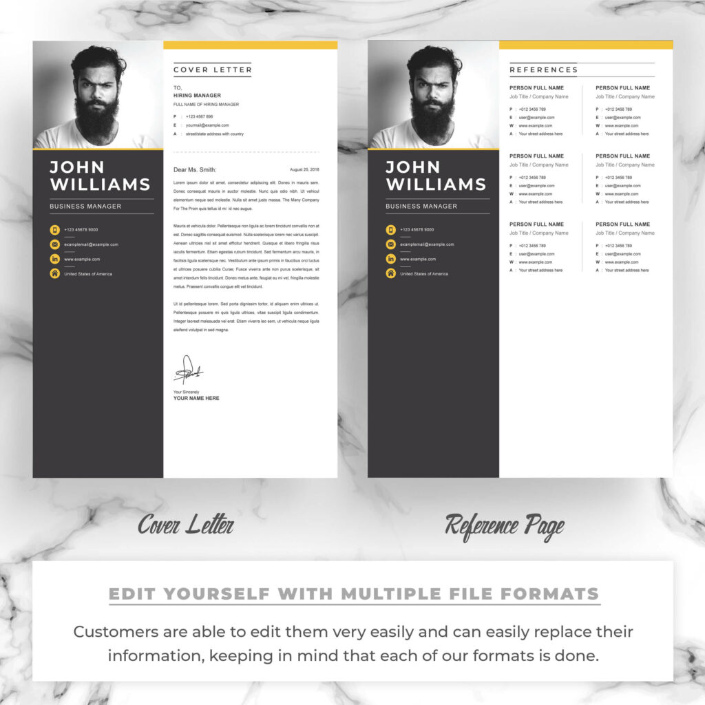 Business Manager CV Template | Modern Resume Template With Cover Letter ...