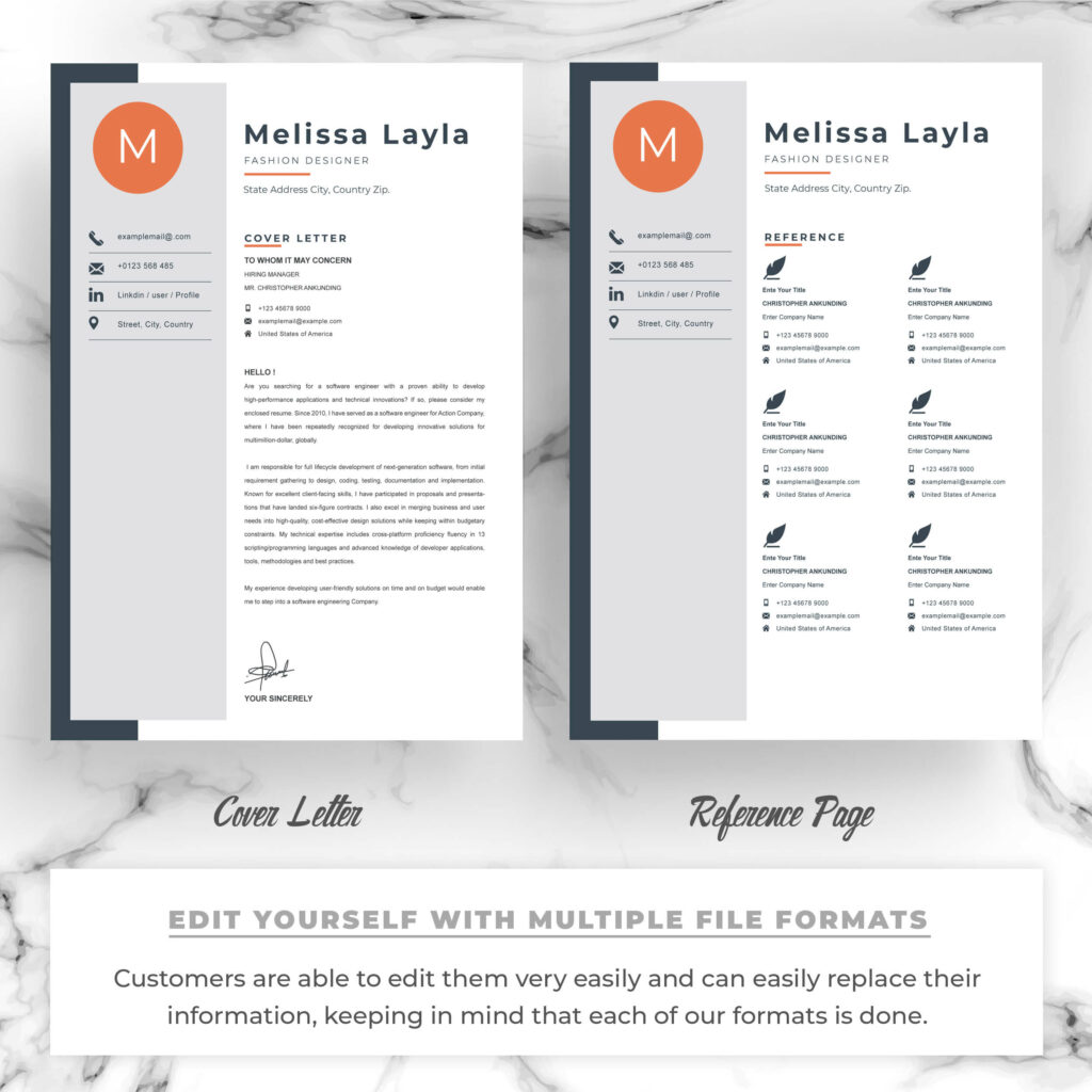 Fashion Designer Resume Template | Modern Resume Template With Cover ...