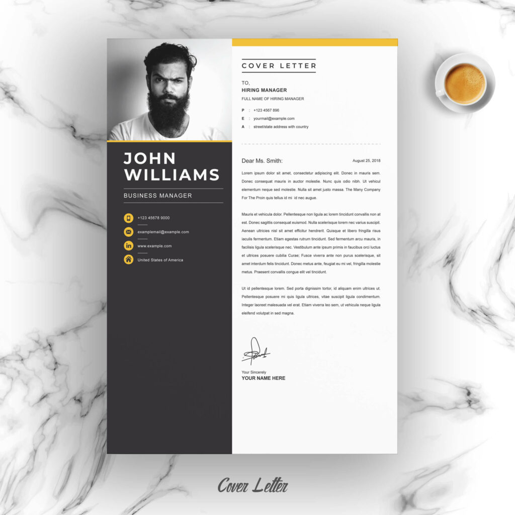 Business Manager CV Template | Modern Resume Template With Cover Letter ...