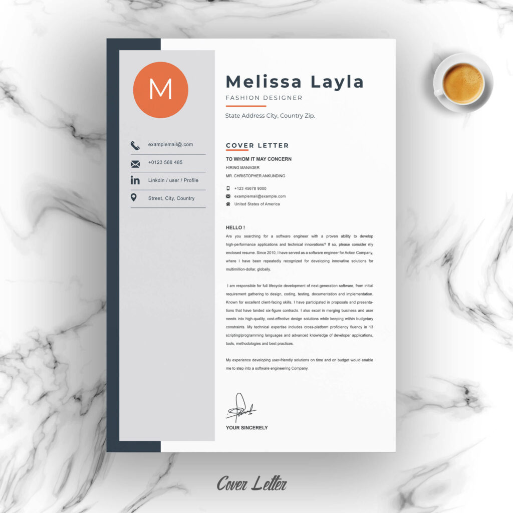Fashion Designer Resume Template | Modern Resume Template With Cover ...