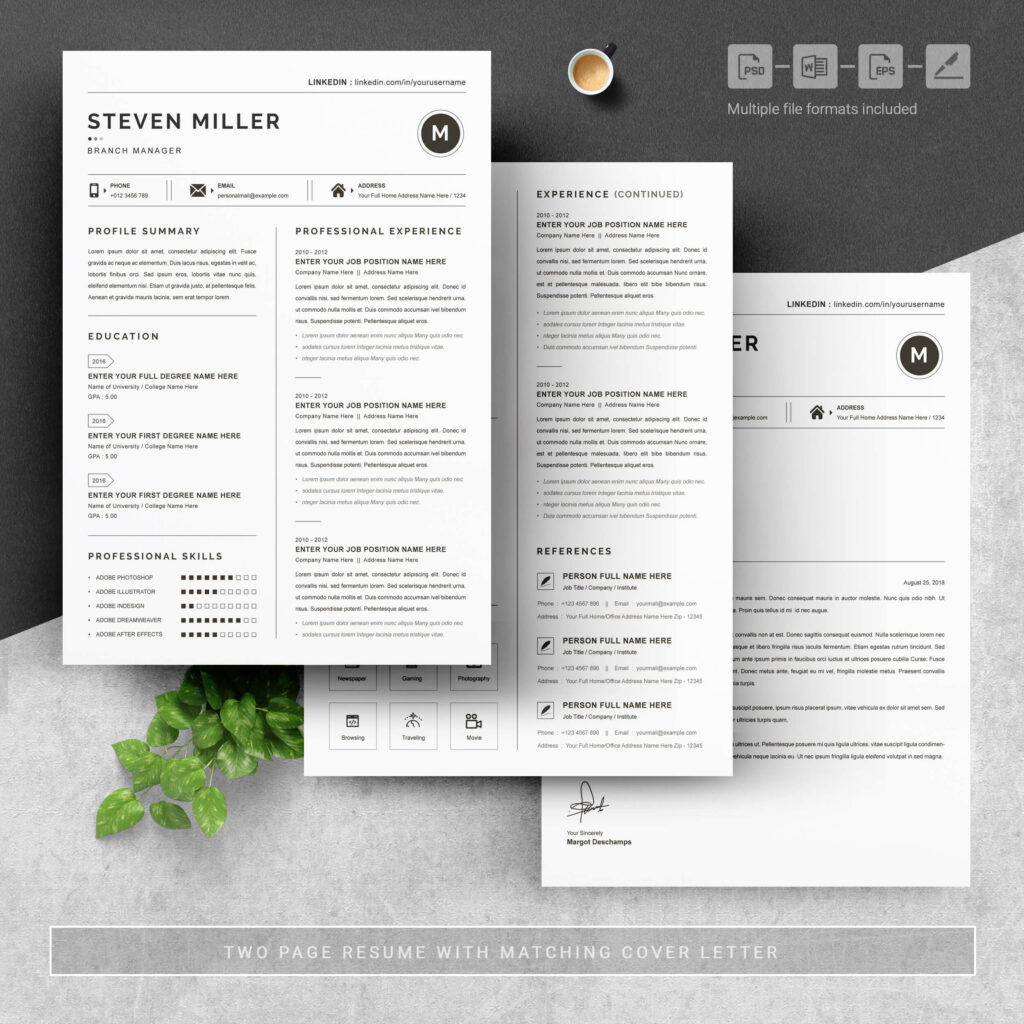 Branch Manager Resume Template | Modern CV Template - MasterBundles