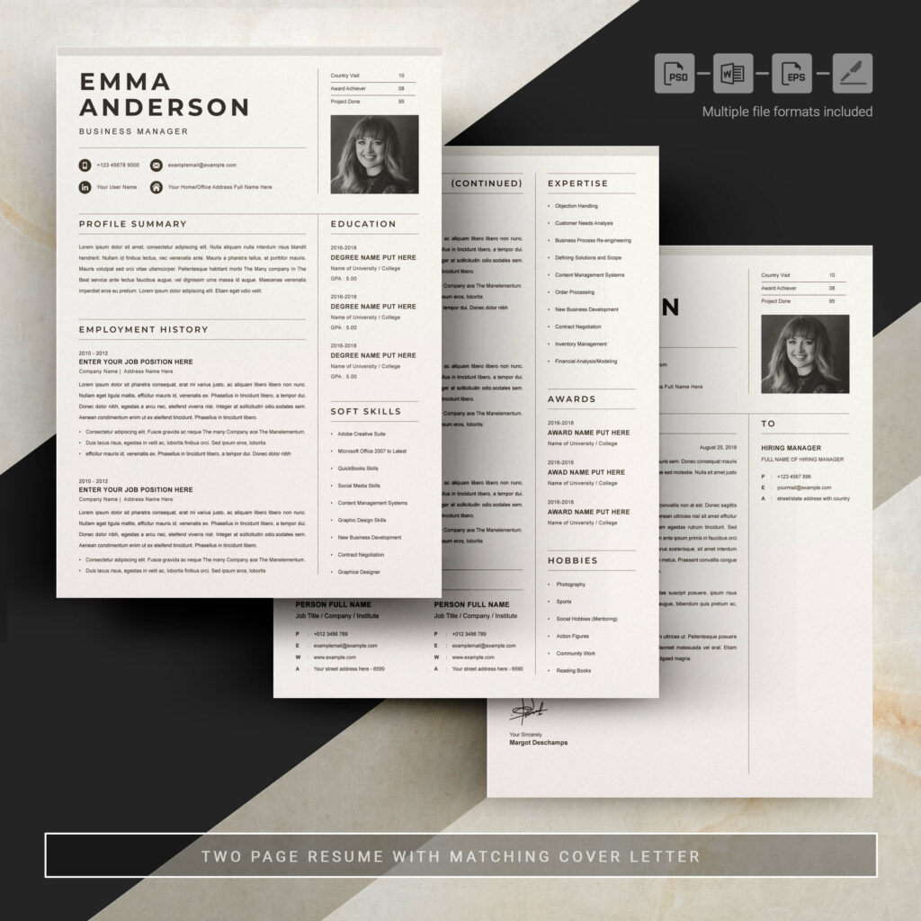 Business Manager Resume Template | Simple Resume Template AI Format ...