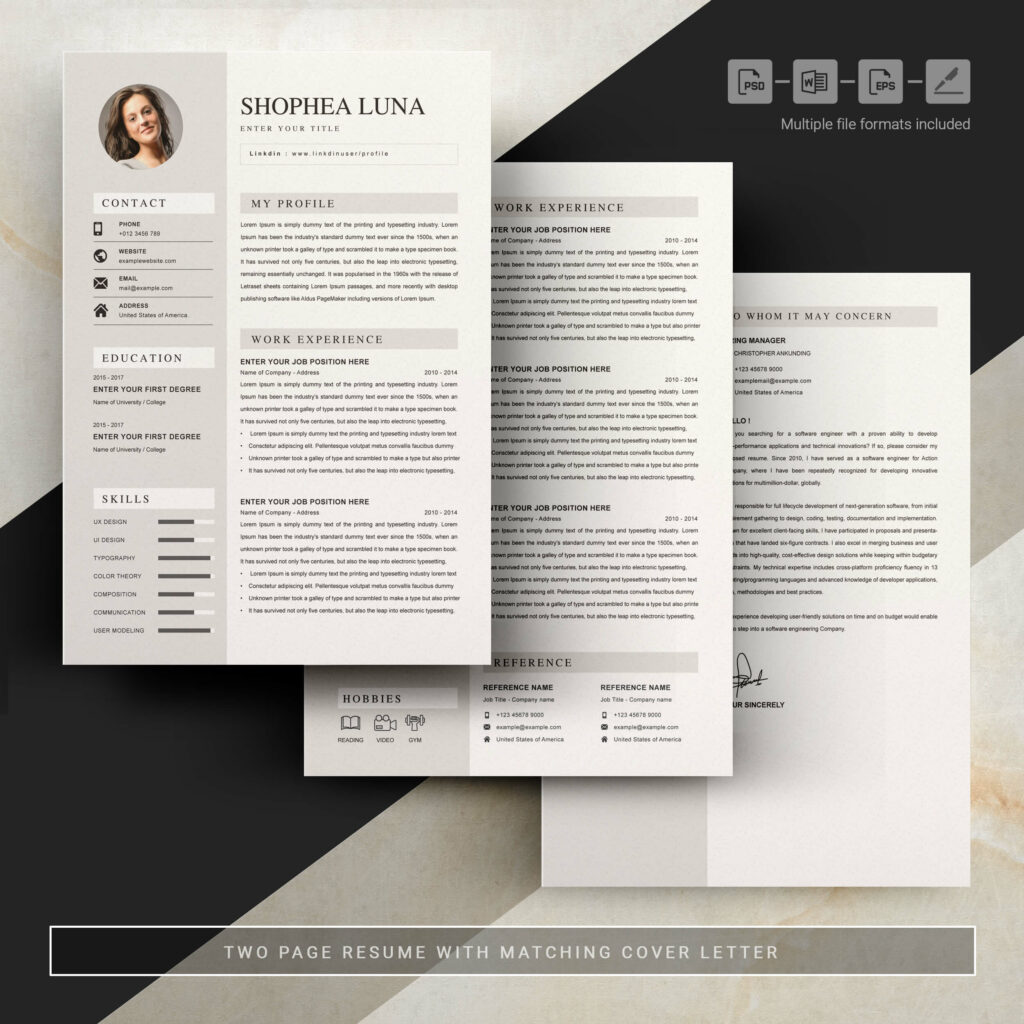 Creative Personal Resume Template | Resume Template With Cover Letter ...