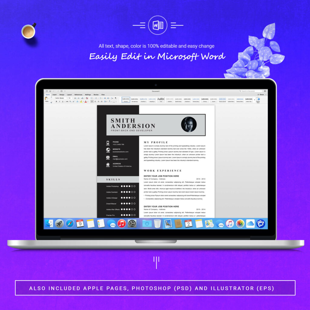 Front - Back End Developer Resume Template | Word Resume Template ...