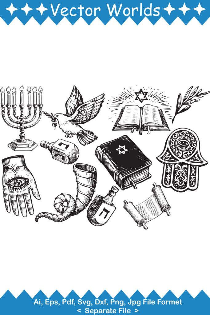 Jewish Set Sketch SVG Vector Design. - MasterBundles