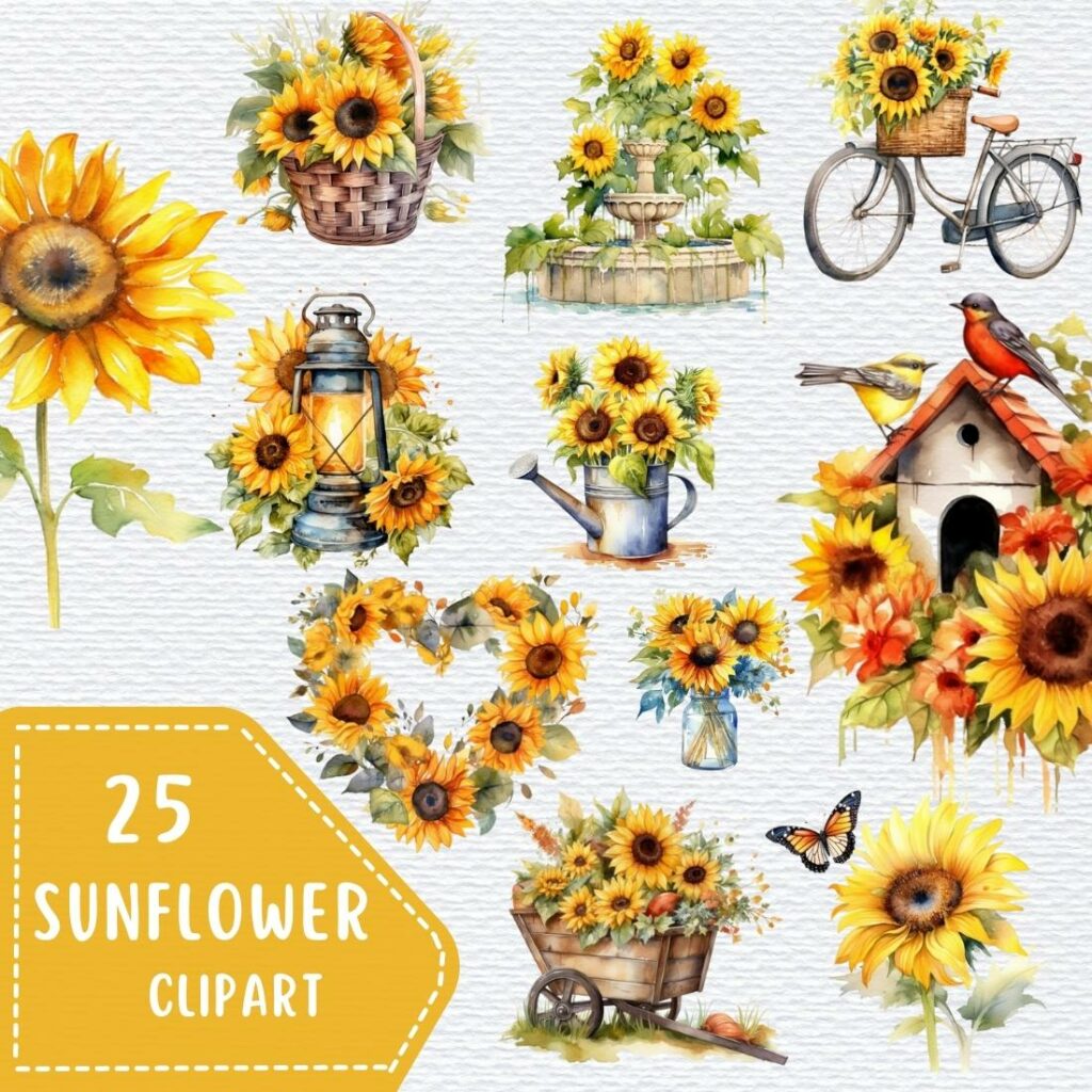 Watercolor Sunflowers PNG, Clipart, Transparent, Summer clipart ...