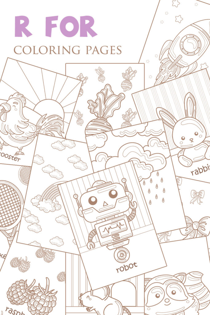 Alphabet R For Vocabulary School Lesson Rocket Robot Rat Rabbit Radish ...