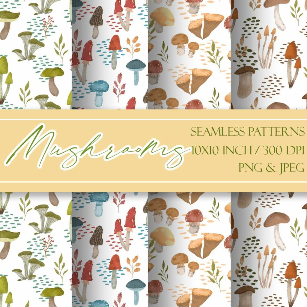 Mushroom digital papers - MasterBundles