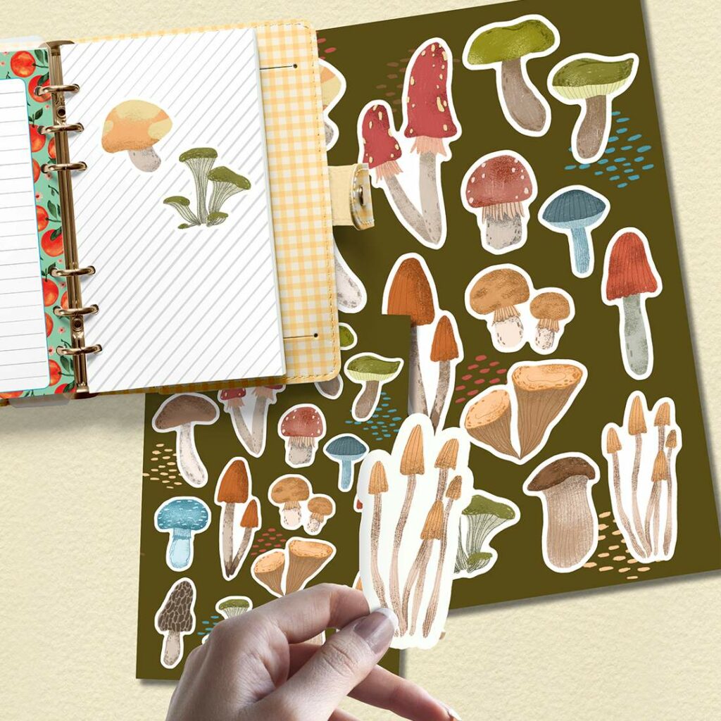 Forest mushroom sticker pack - MasterBundles