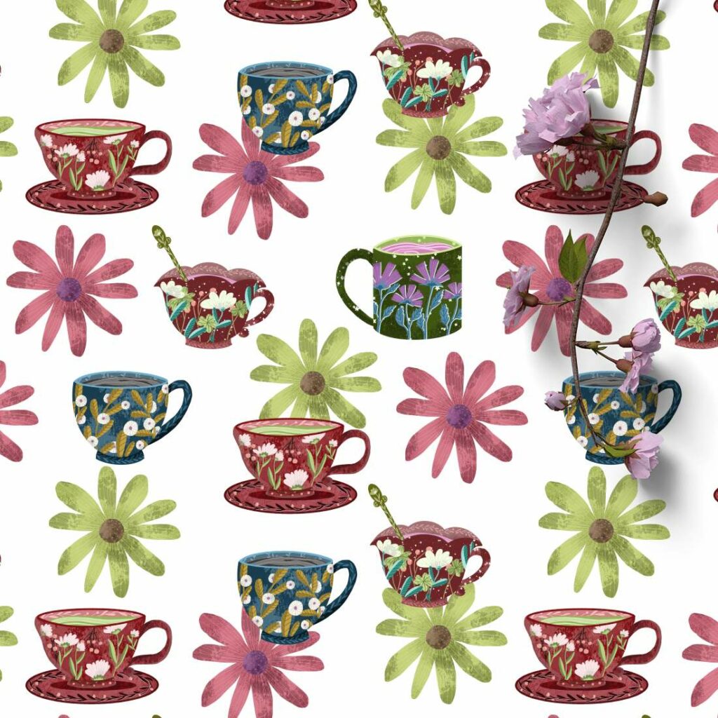 Teacup digital papers - MasterBundles