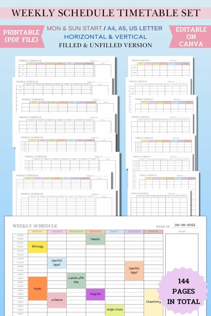 Minimalist Weekly Schedule - MasterBundles