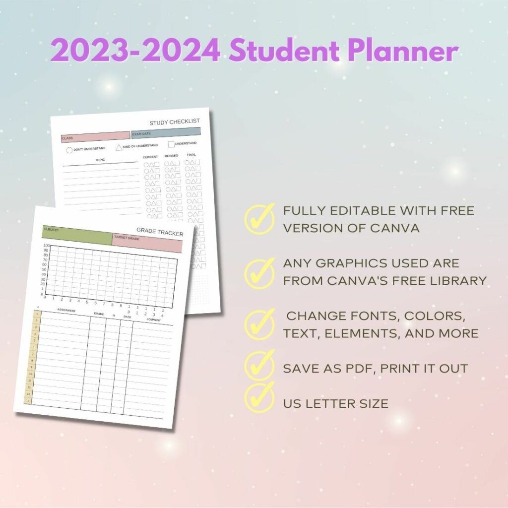 2023-2024 Student Planner - Canva Template - MasterBundles