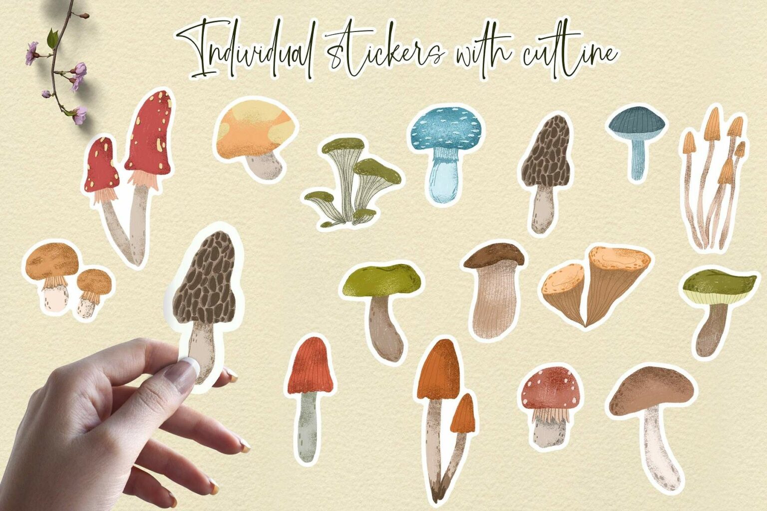 Forest mushroom sticker pack - MasterBundles