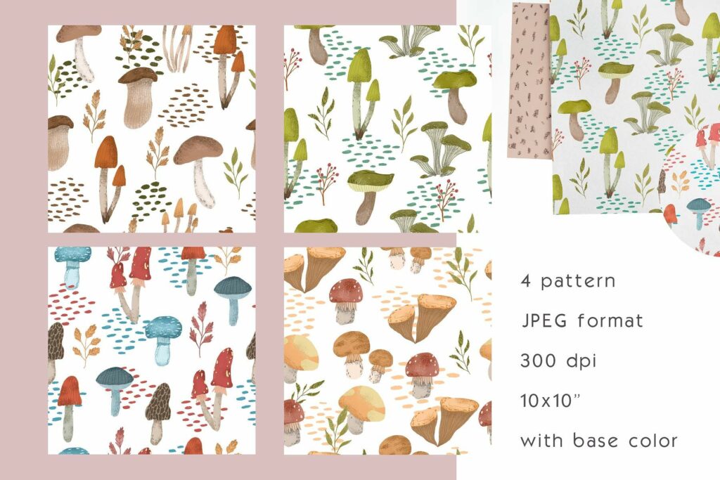 Mushroom digital papers - MasterBundles