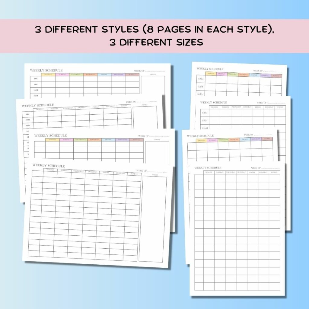 Minimalist Weekly Schedule - MasterBundles