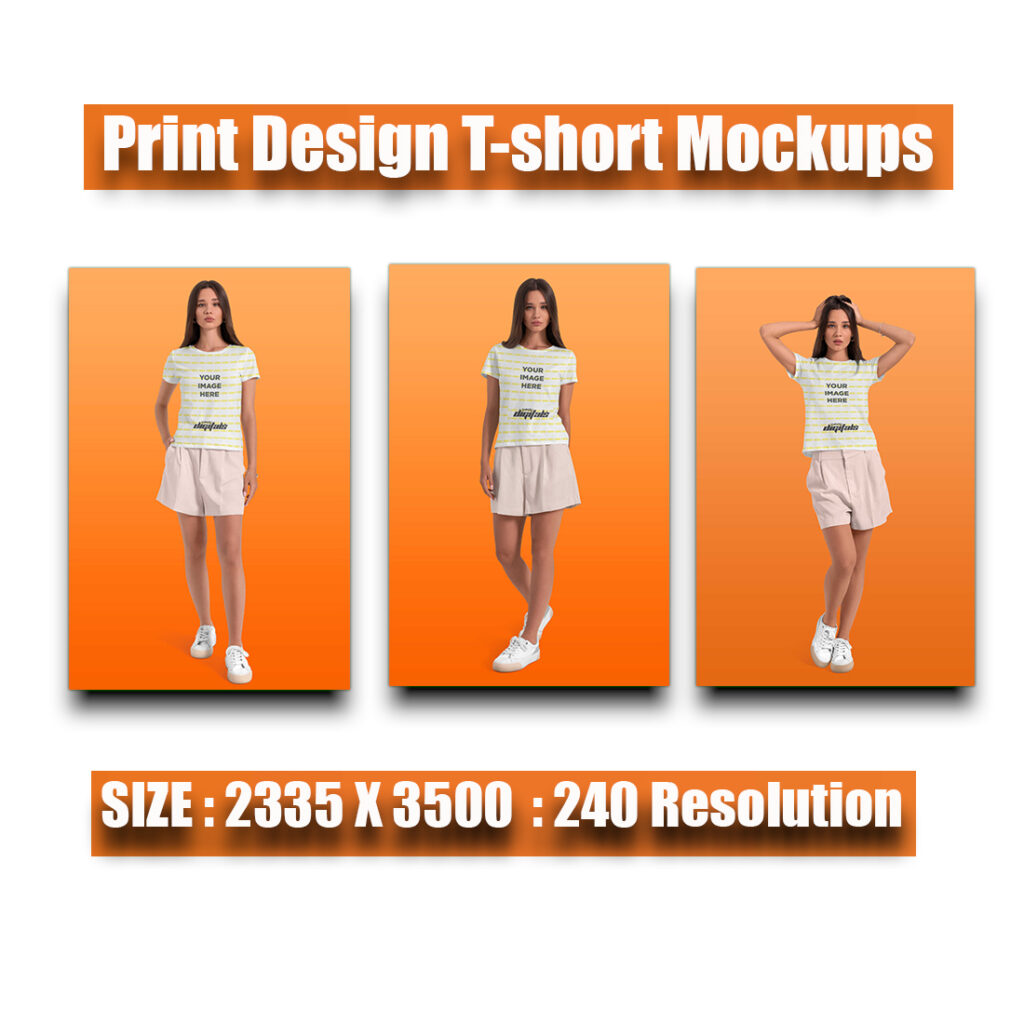 3 Print Design T-Short Girls 👭 Mock-up Templates - MasterBundles