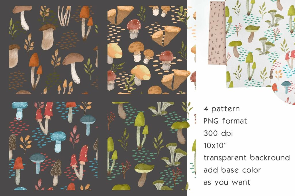 Mushroom digital papers - MasterBundles
