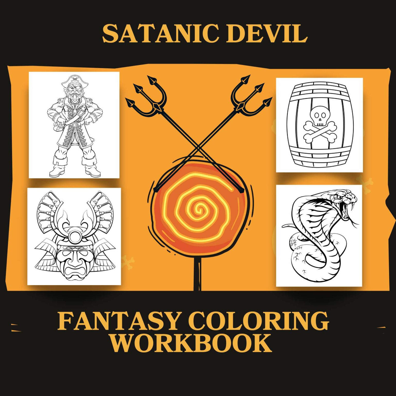 Scary Satanic Devil Fantasy Coloring Pages - Horror Theme Fun Coloring ...