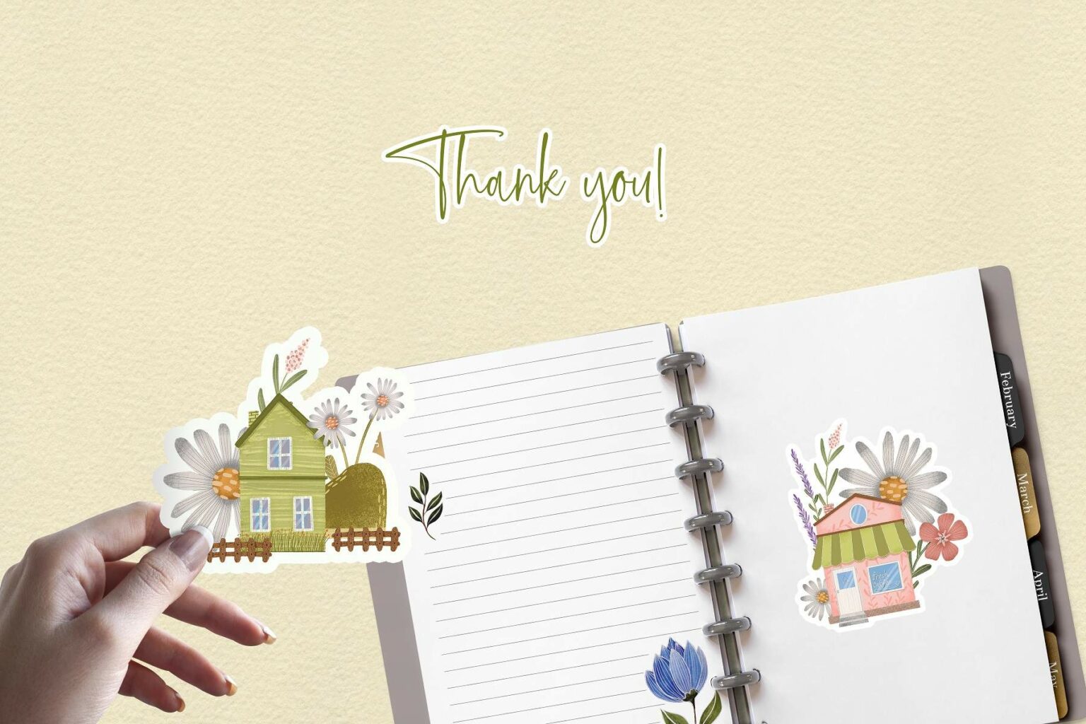 Cute floral house sticker pack - MasterBundles