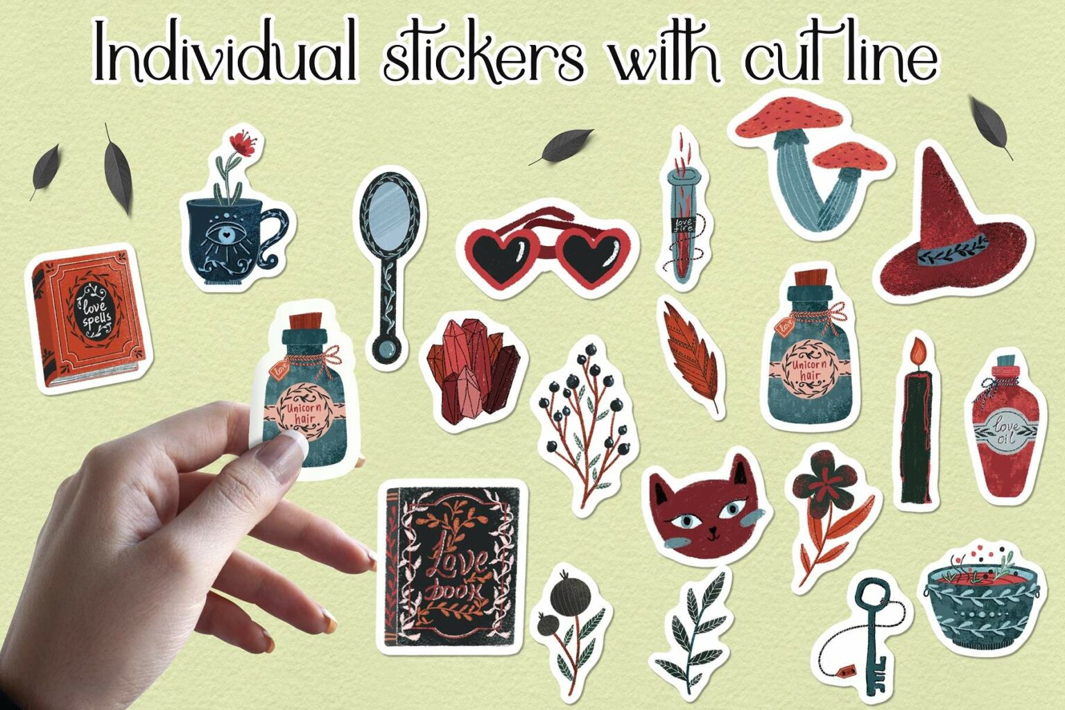 Modern love witch sticker pack - MasterBundles