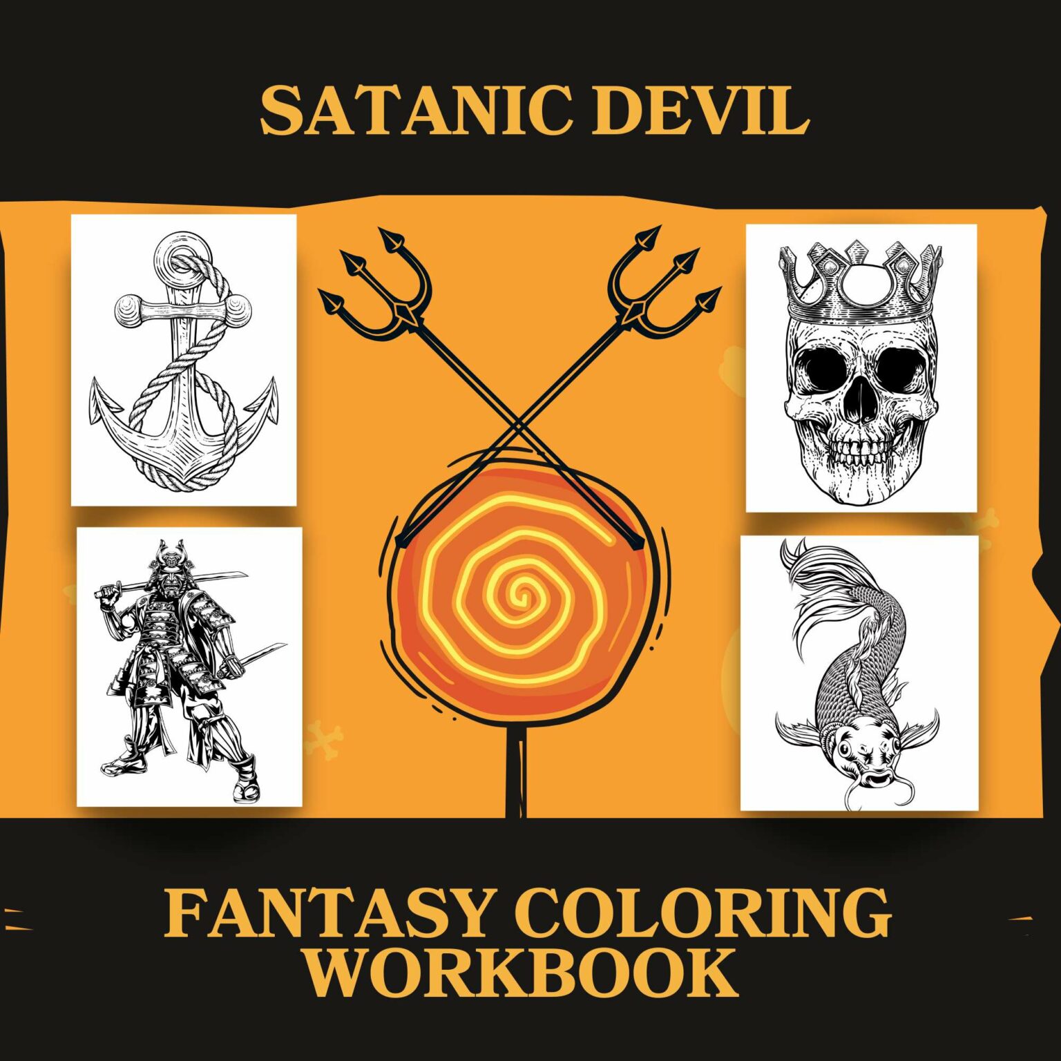 Scary Satanic Devil Fantasy Coloring Pages - Horror Theme Fun Coloring ...