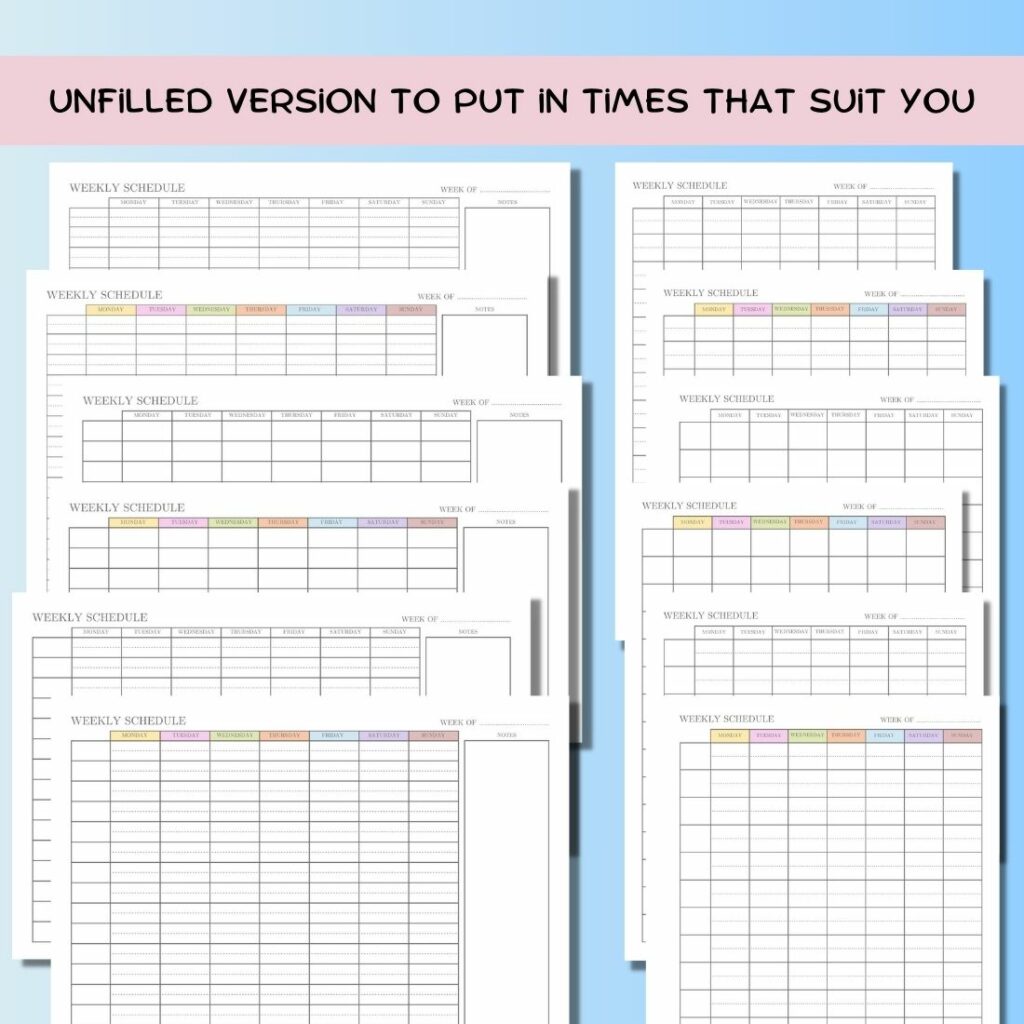Minimalist Weekly Schedule - MasterBundles