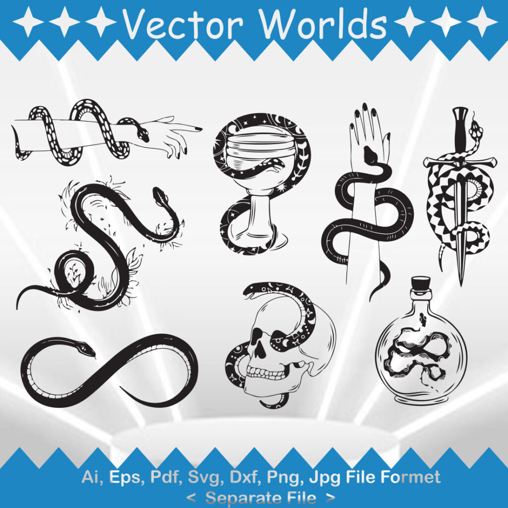Snakes Tatto SVG Vector Design. - MasterBundles