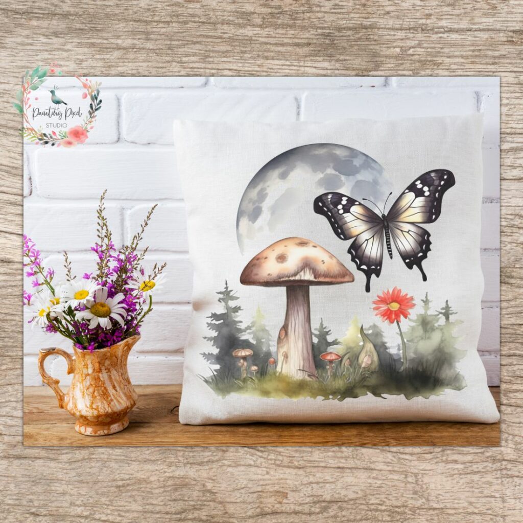 24 Forestcore Mushroom & Butterfly Bundle, Watercolor Clipart ...