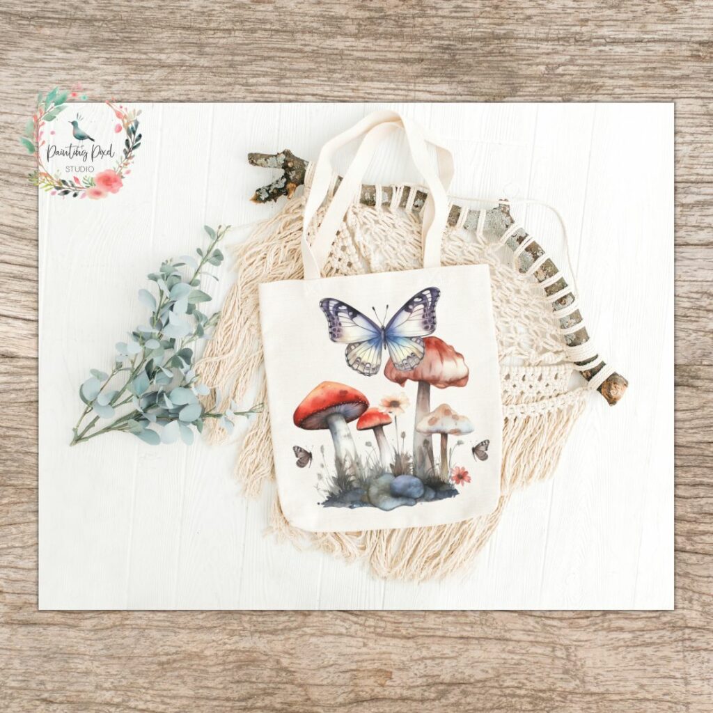 24 Forestcore Mushroom & Butterfly Bundle, Watercolor Clipart ...