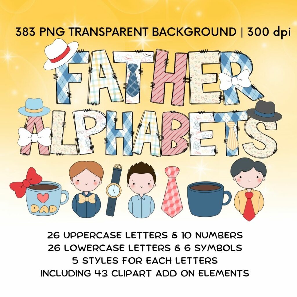 Father's Day Alphabet PNG Bundle - MasterBundles