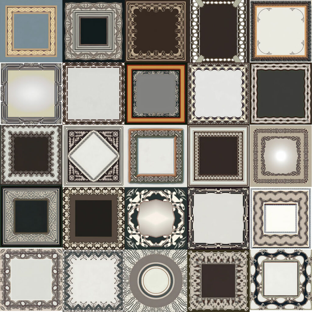 25pcs Retro Decorative Wall Frame Design and Background Template- only ...