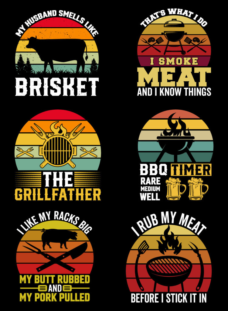 Barbecue Retro vintage BBQ T-Shirt Design Bundle. - MasterBundles