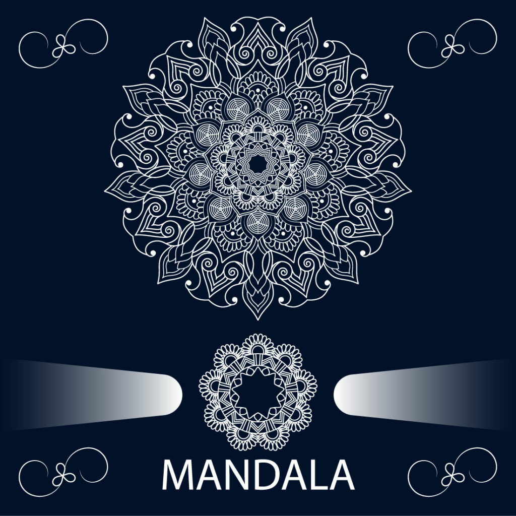 Black Colour Floral Mandala Design Template SVG, Ai ,EPS, PDF, JPG, PNG File. - MasterBundles