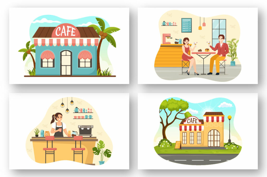 15 Cafe Vector Illustration - MasterBundles