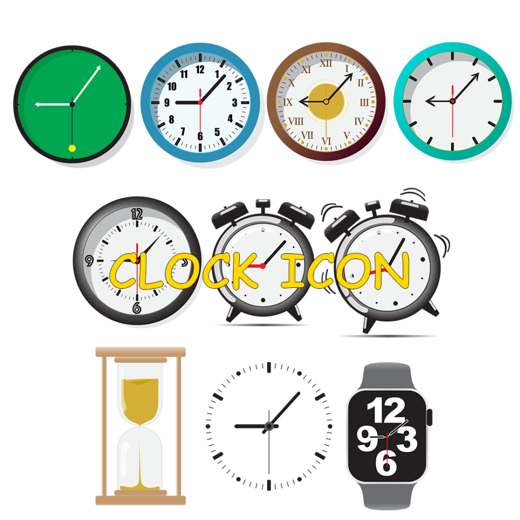 Set Color Time, Clock, Alarm Icons - MasterBundles